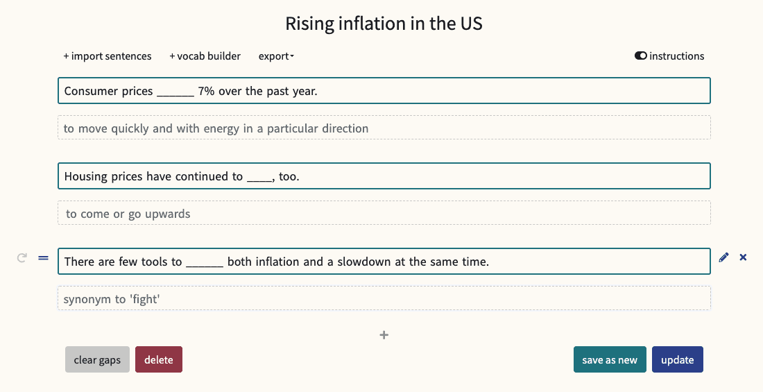 Gap fill maker | Lesson Ninja | No more lengthy prep time