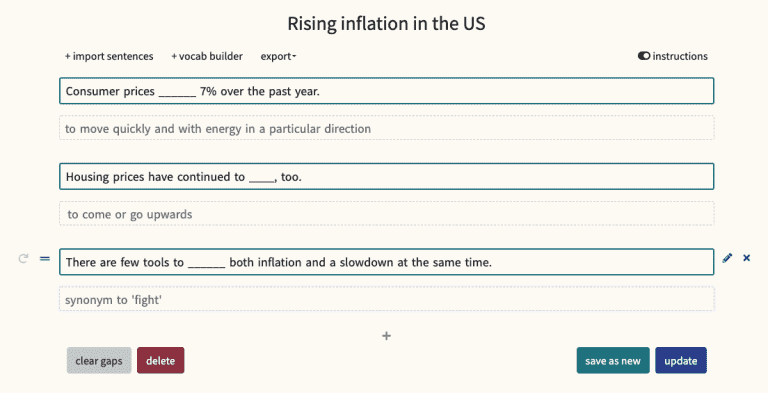 Gap fill maker | Lesson Ninja | No more lengthy prep time